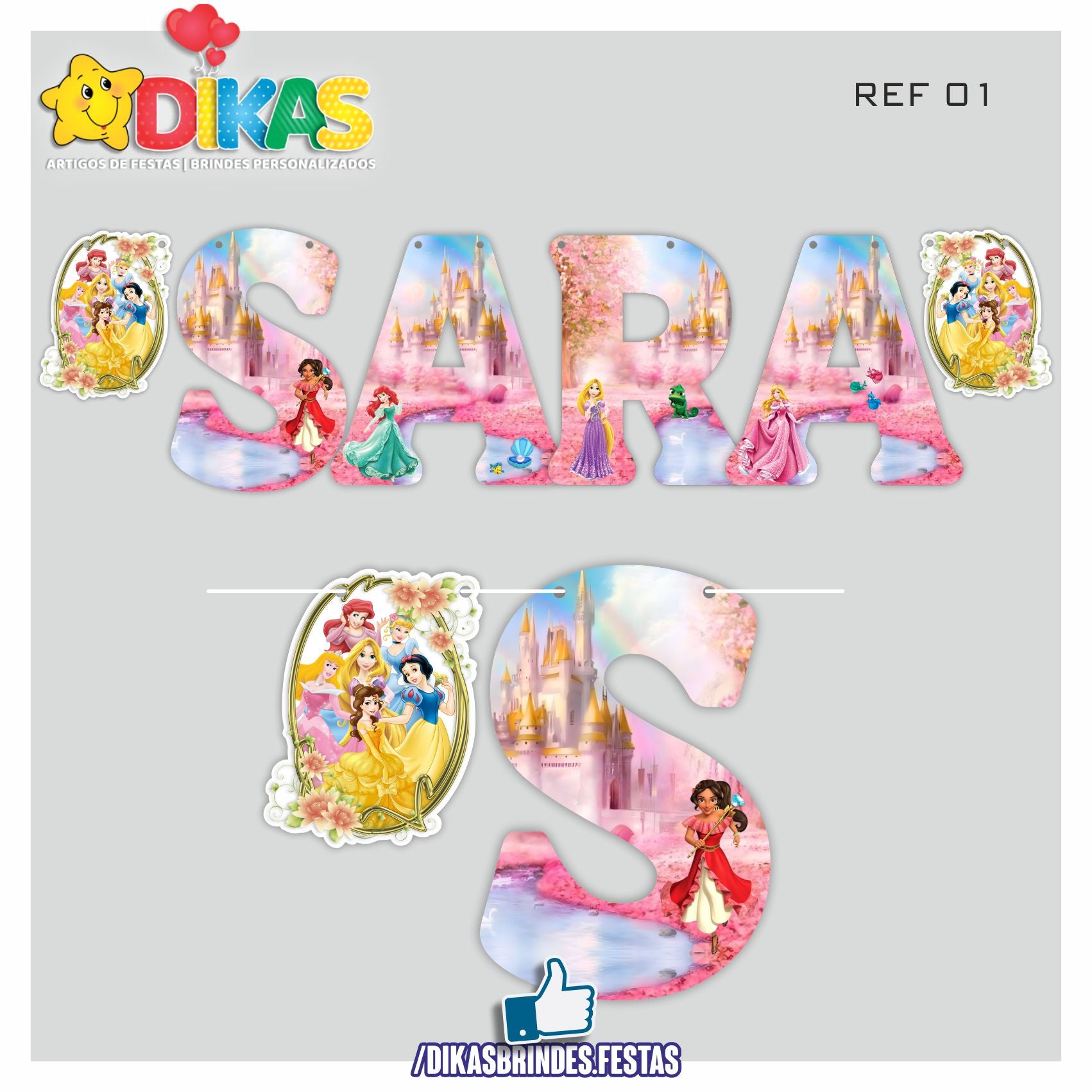 LETRA TEMÁTICA - PRINCESAS DISNEY – dikasbrindes