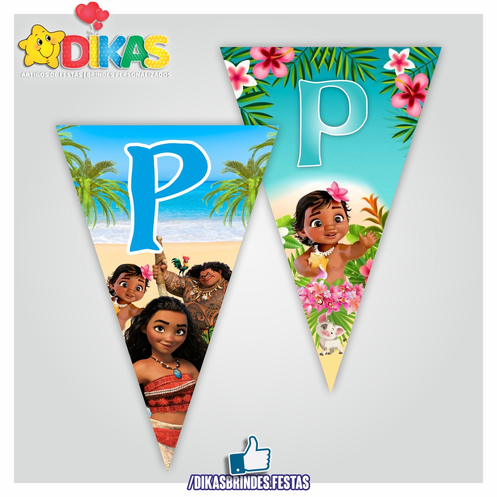 BANDEIROLA "PARABÉNS" - VAIANA – dikasbrindes
