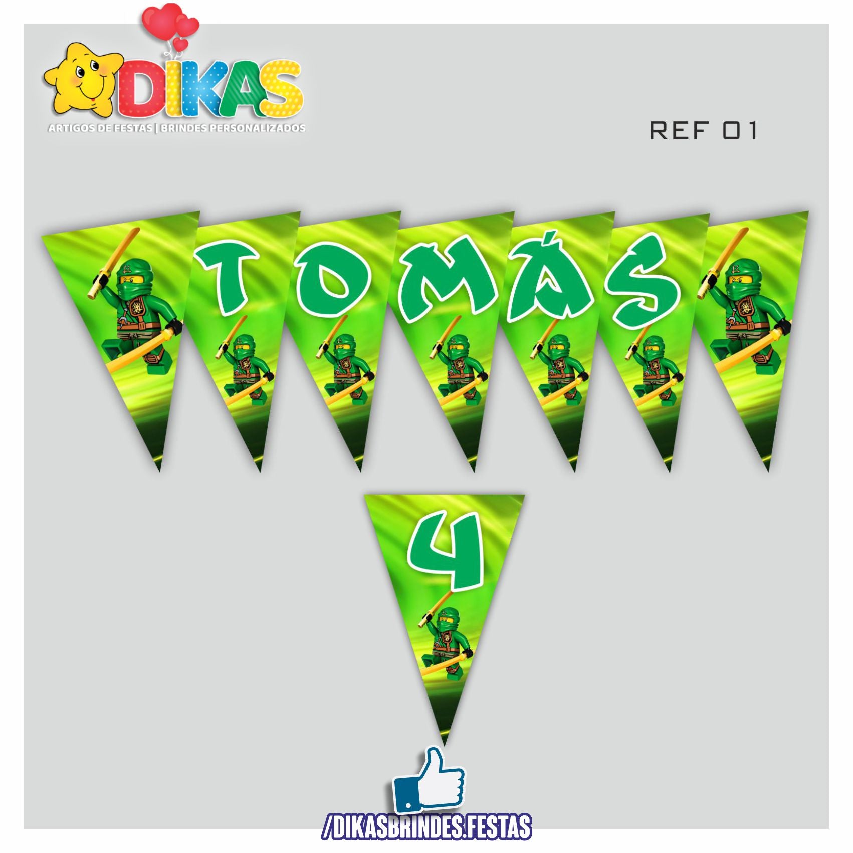 BANDEIROLA PERSONALIZADA - NINJAGO – dikasbrindes