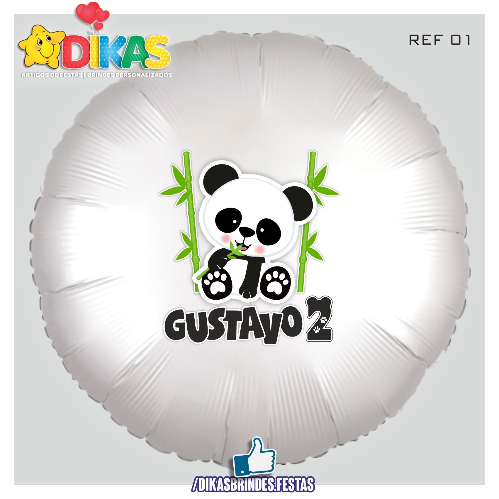 BALÃO FOIL PERSONALIZADO - PANDA BEBÉ – dikasbrindes