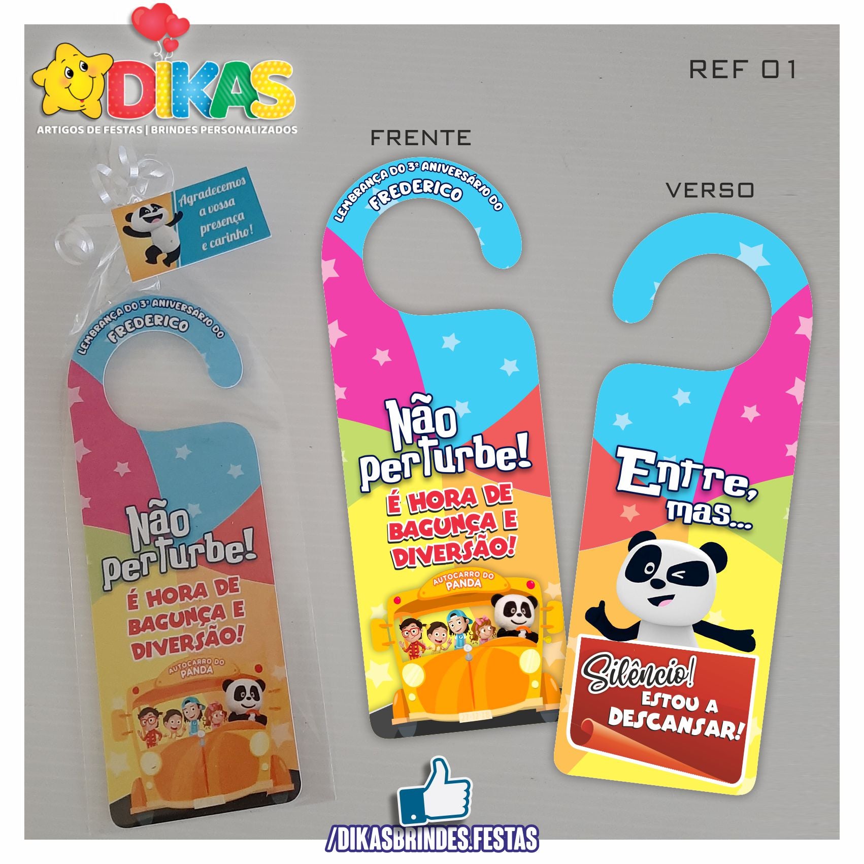 AVISO DE PORTA - PANDA E OS CARICAS – dikasbrindes