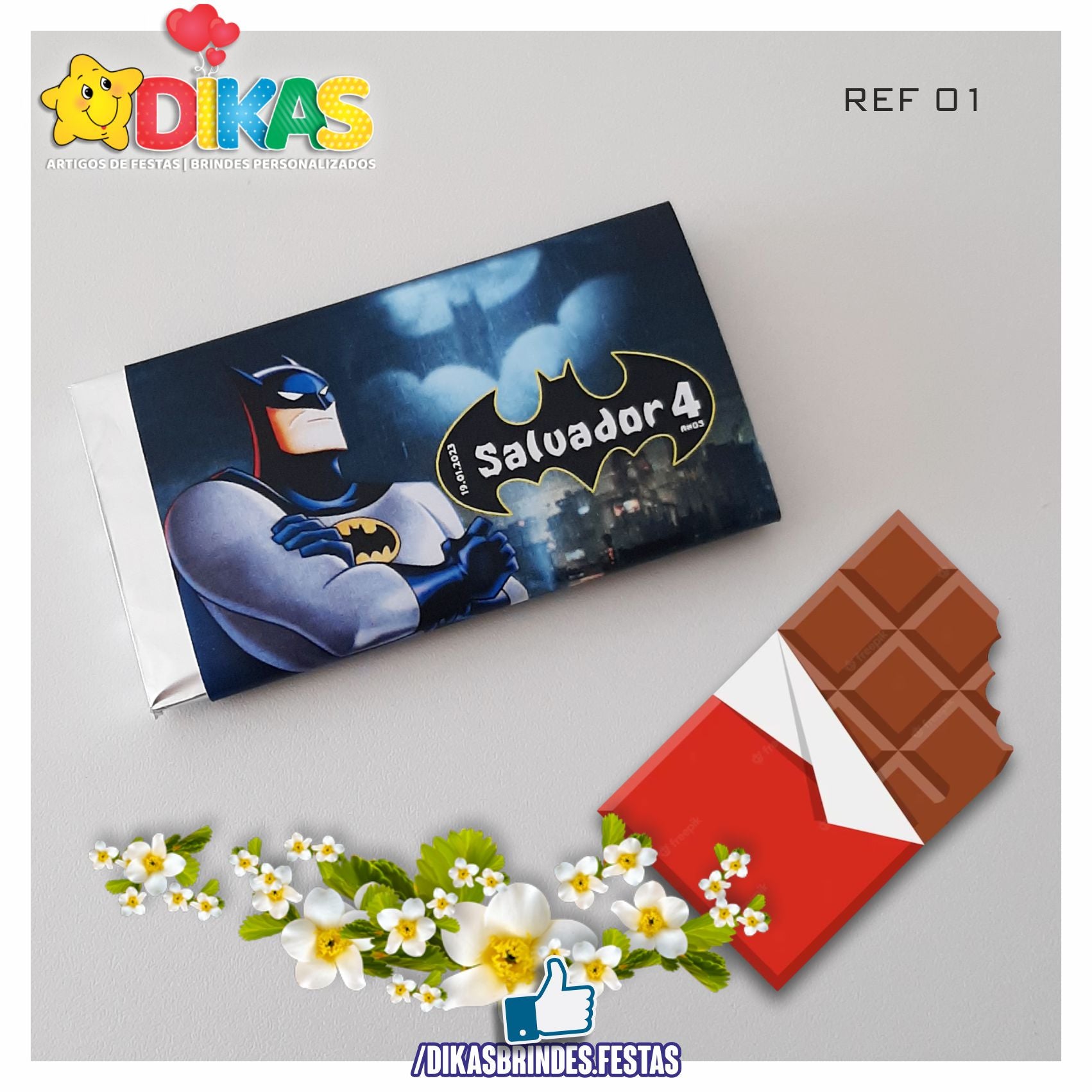 TABLET CHOCOLATE 20G PERSONALIZADO - BATMAN – dikasbrindes