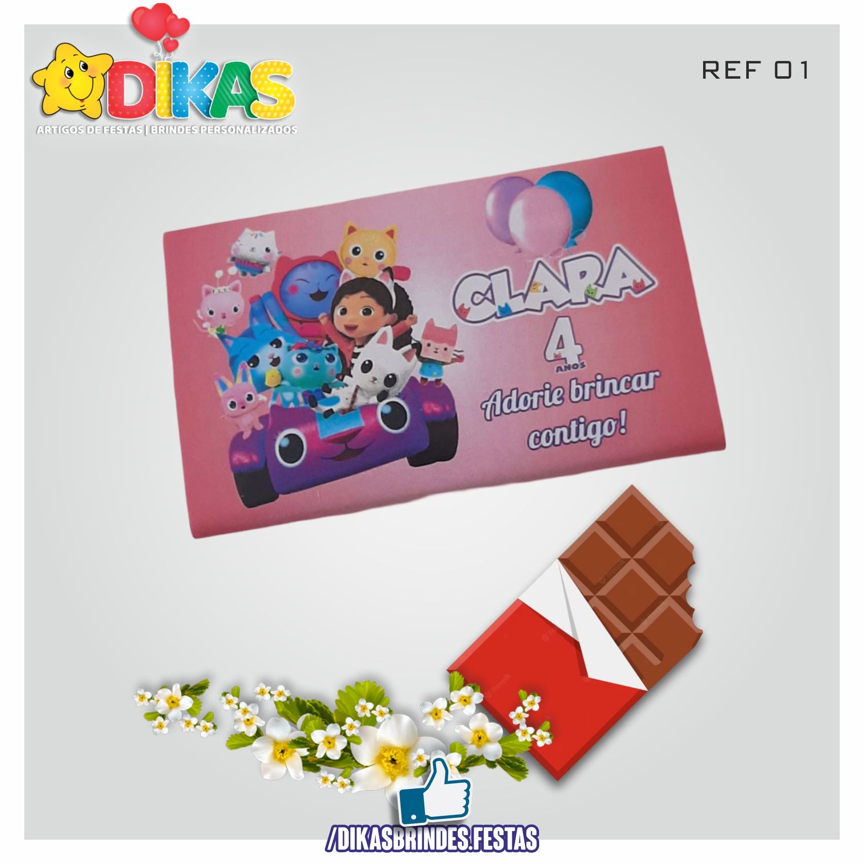 TABLET CHOCOLATE 20G PERSONALIZADO - GABBY – dikasbrindes