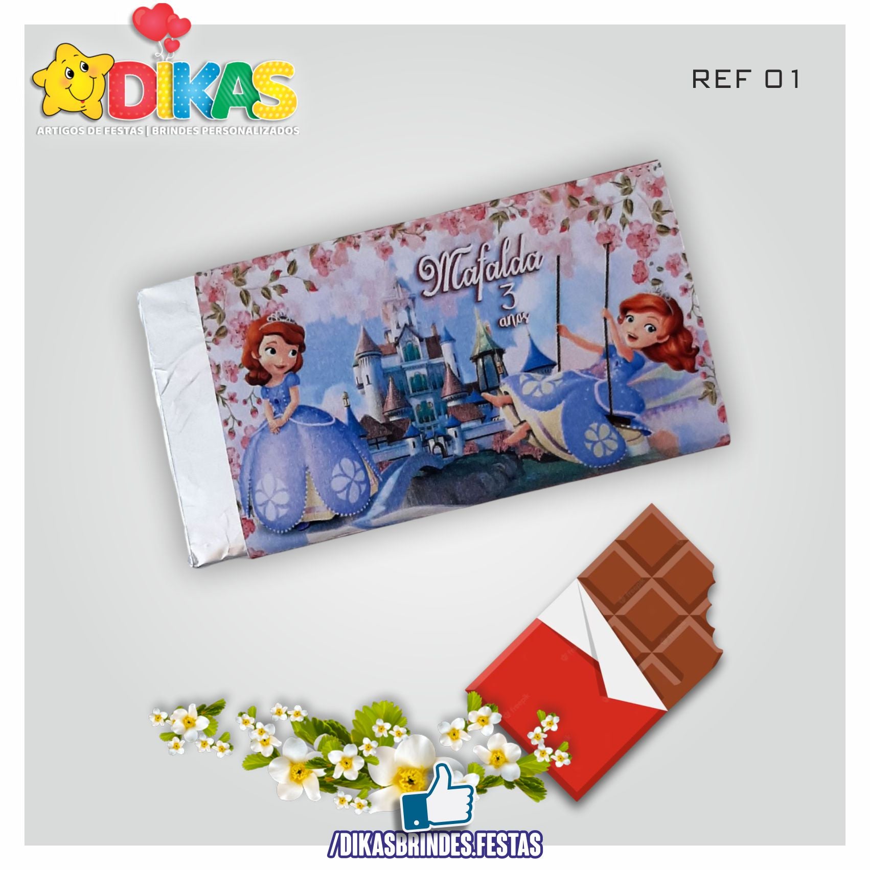 TABLET CHOCOLATE 20G PERSONALIZADO - PRINCESA SOFIA – dikasbrindes