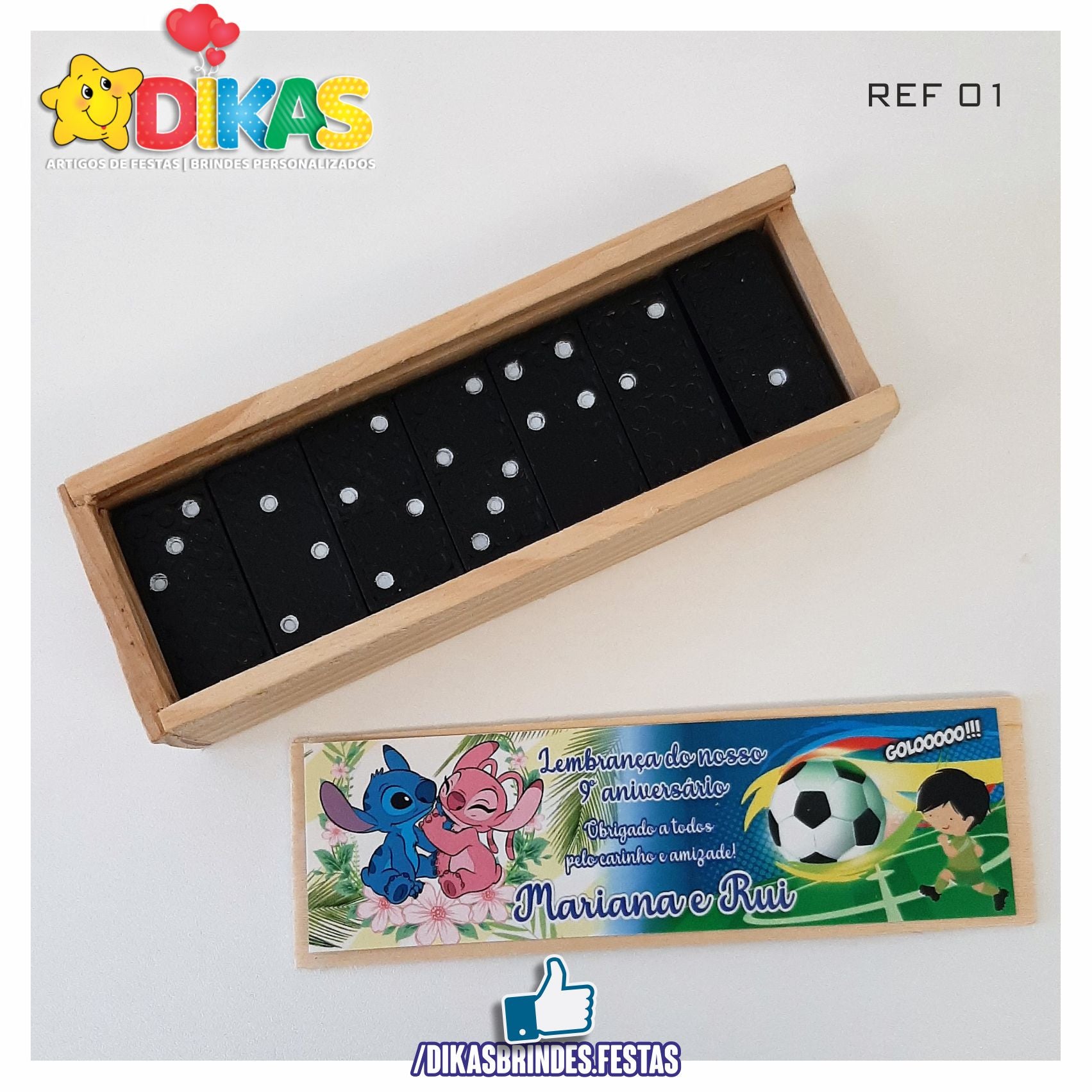 DOMINÓ C/ CAIXINHA PERSONALIZADA - STITCH – dikasbrindes