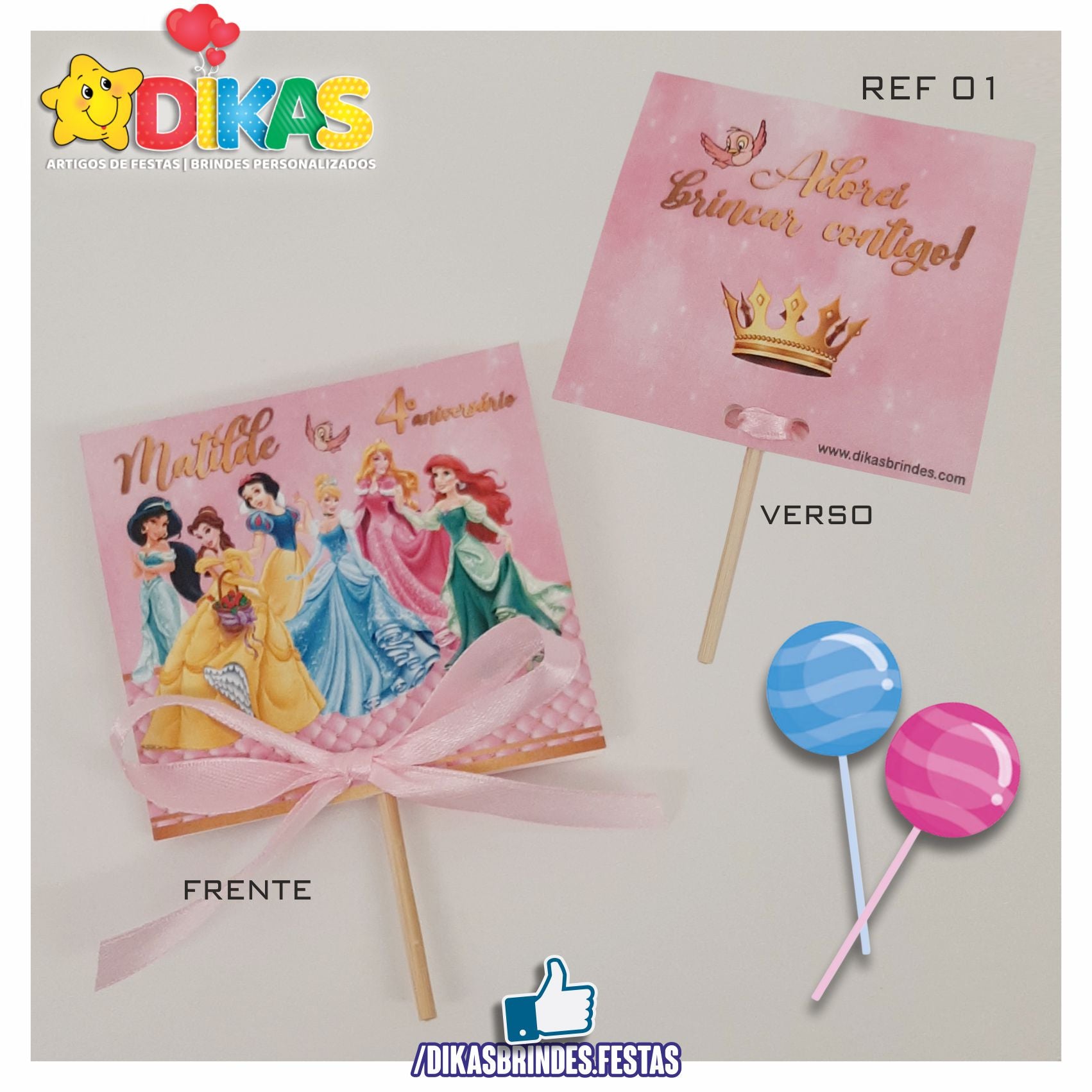 CHUPA PERSONALIZADO - PRINCESAS DISNEY – dikasbrindes
