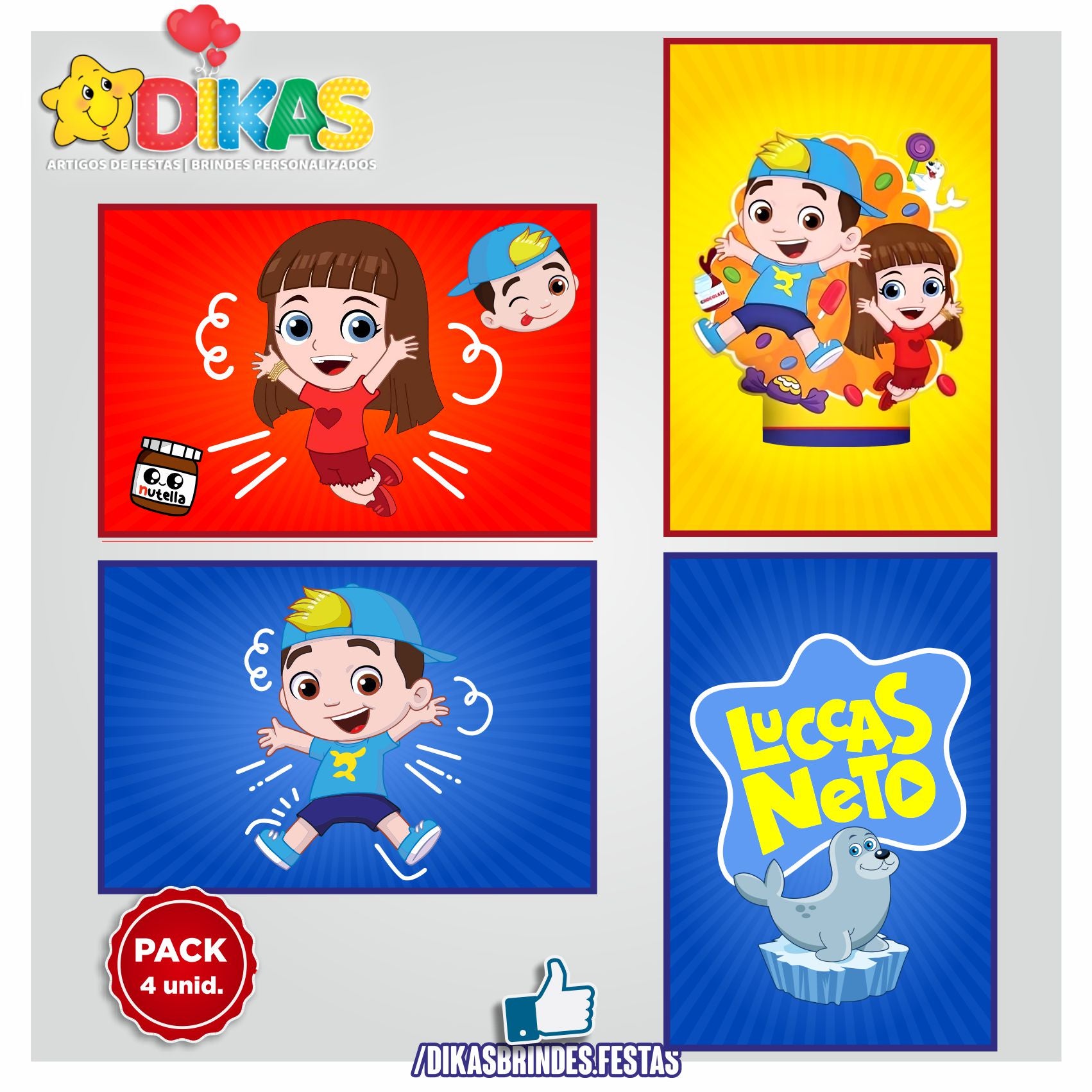 CARTAZES P/ DECORAÇÃO DE PAREDE - LUCCAS NETO – dikasbrindes
