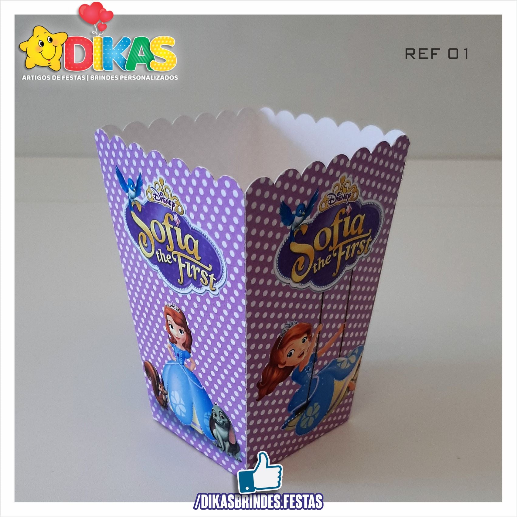 CAIXA DE PIPOCA/BATATA - PRINCESA SOFIA – dikasbrindes