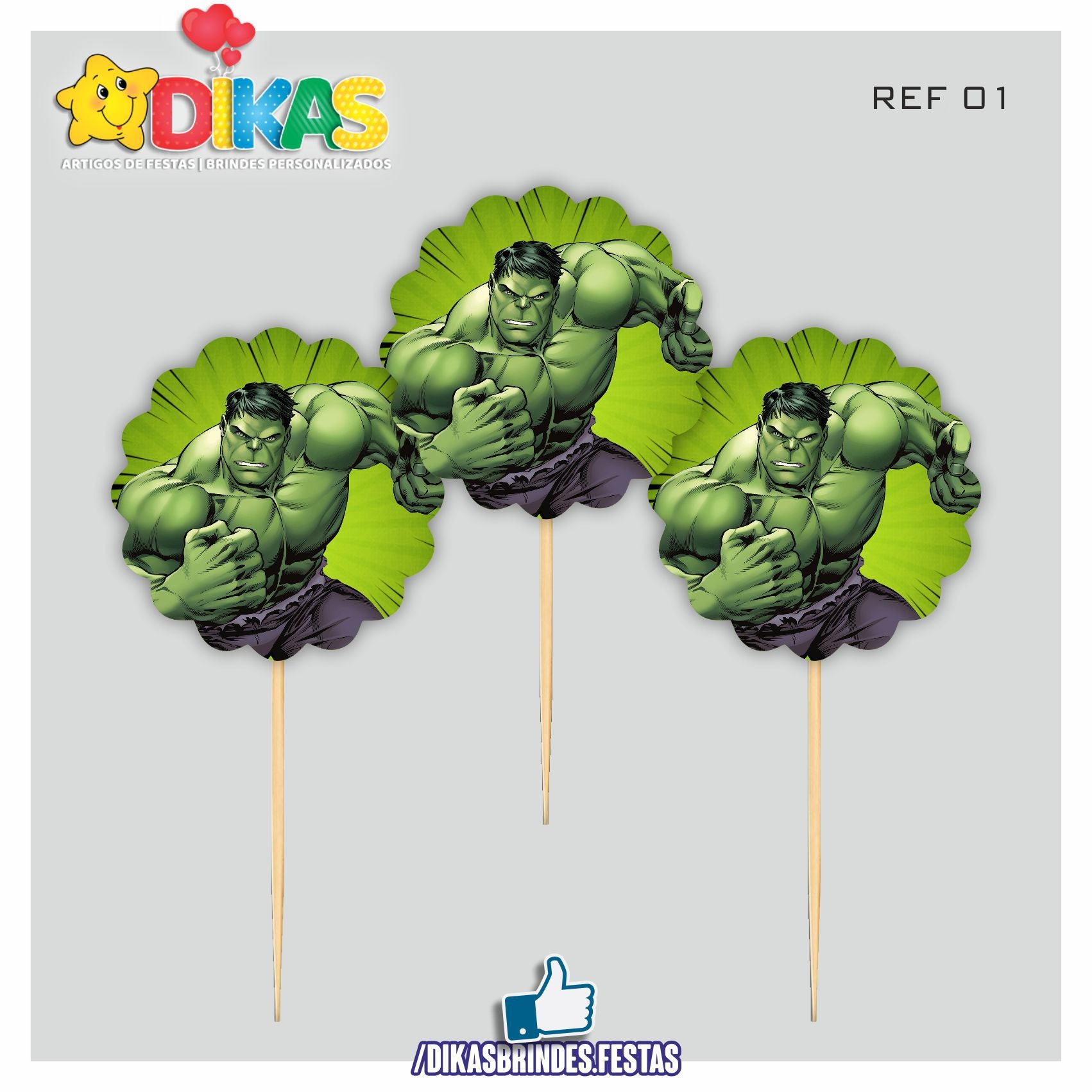 TOPPERS SIMPLES - HULK – dikasbrindes