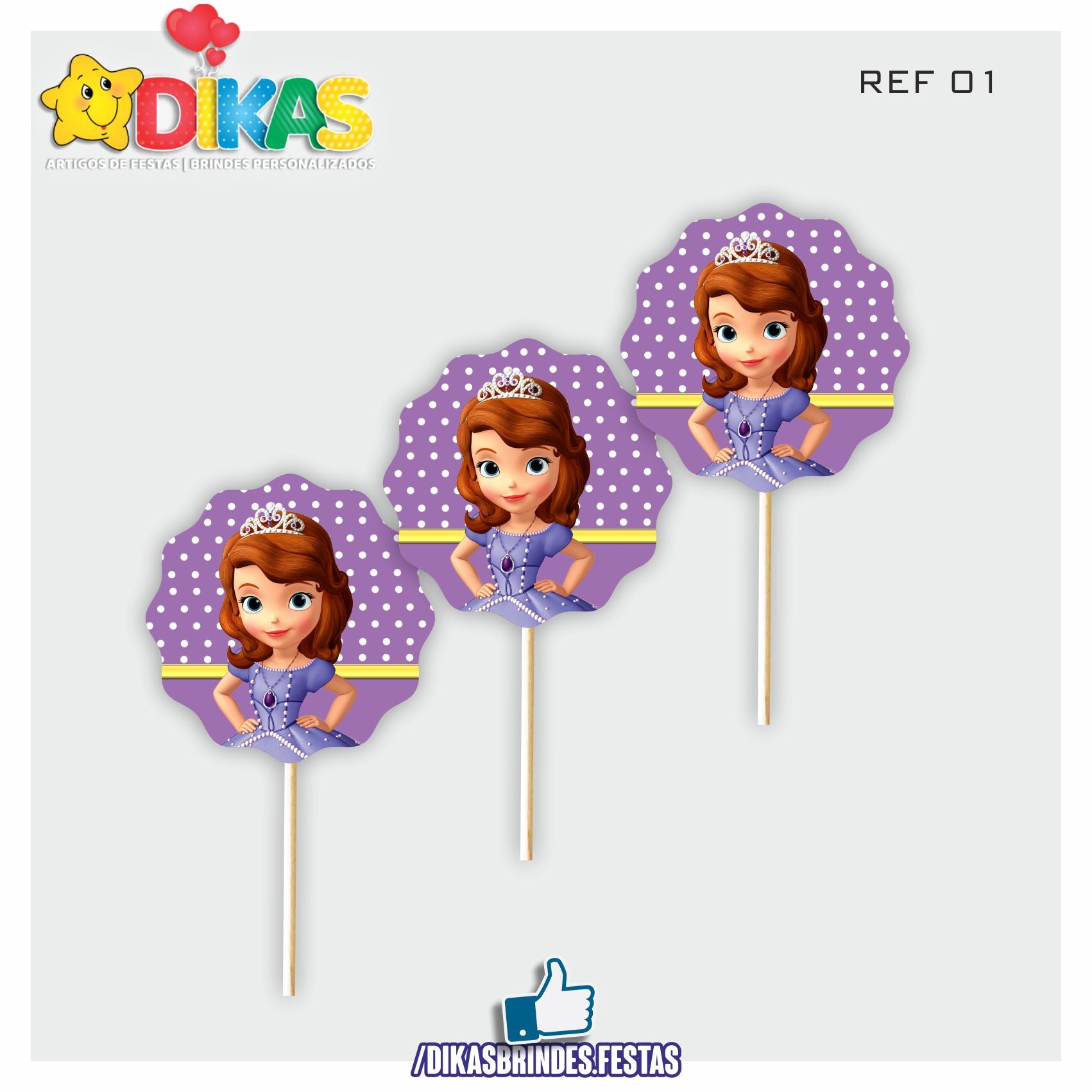 TOPPERS SIMPLES - PRINCESA SOFIA – dikasbrindes