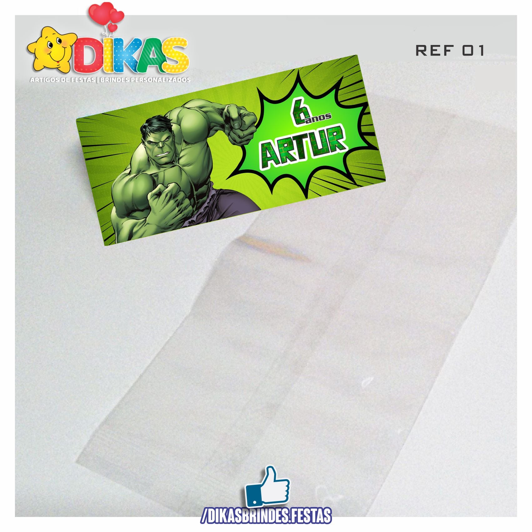 SACO PRENDA C/ TAG PERSONALIZADO - HULK – dikasbrindes