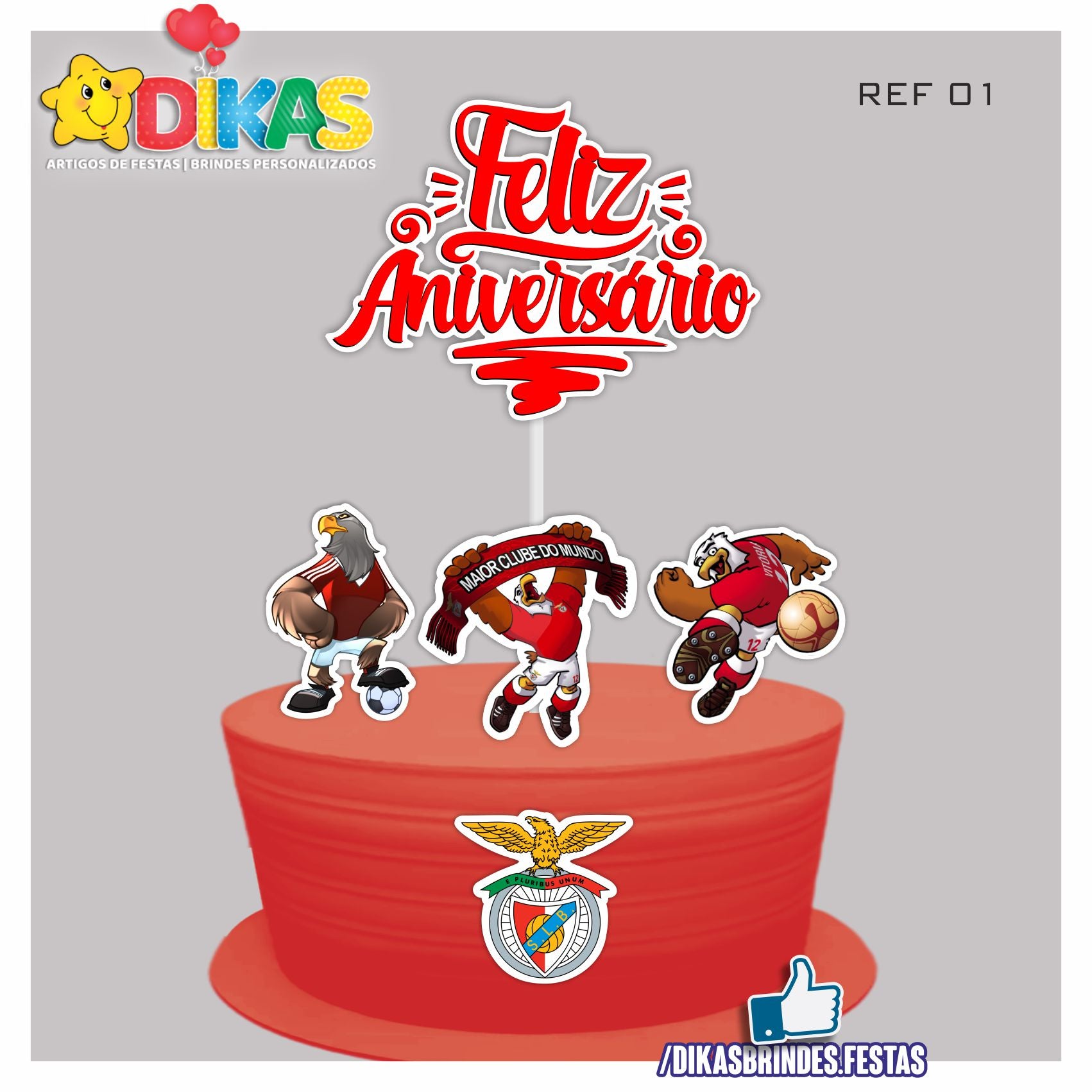 TOPO DE BOLO - FUTEBOL BENFICA – dikasbrindes