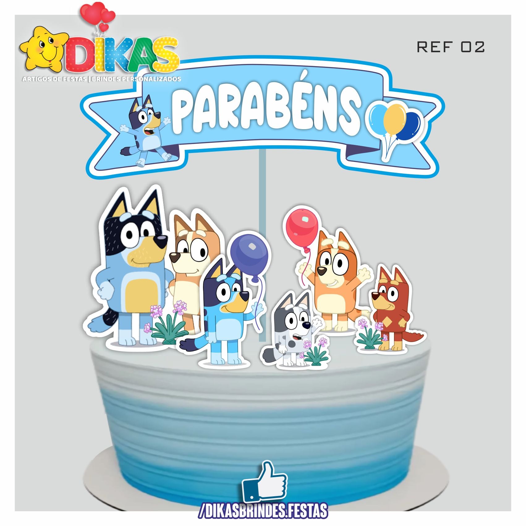 TOPO DE BOLO - BLUEY – dikasbrindes