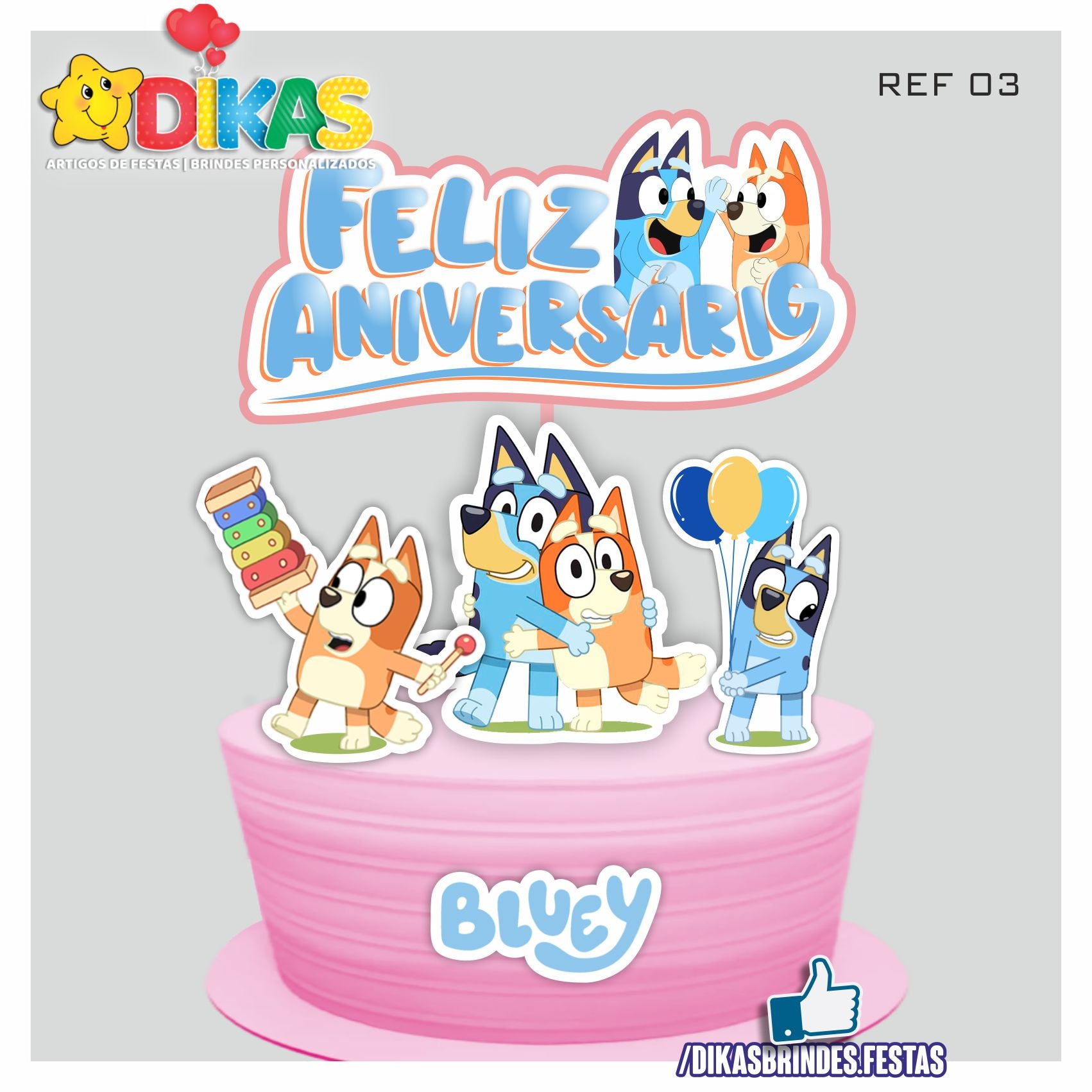 TOPO DE BOLO - BLUEY – dikasbrindes