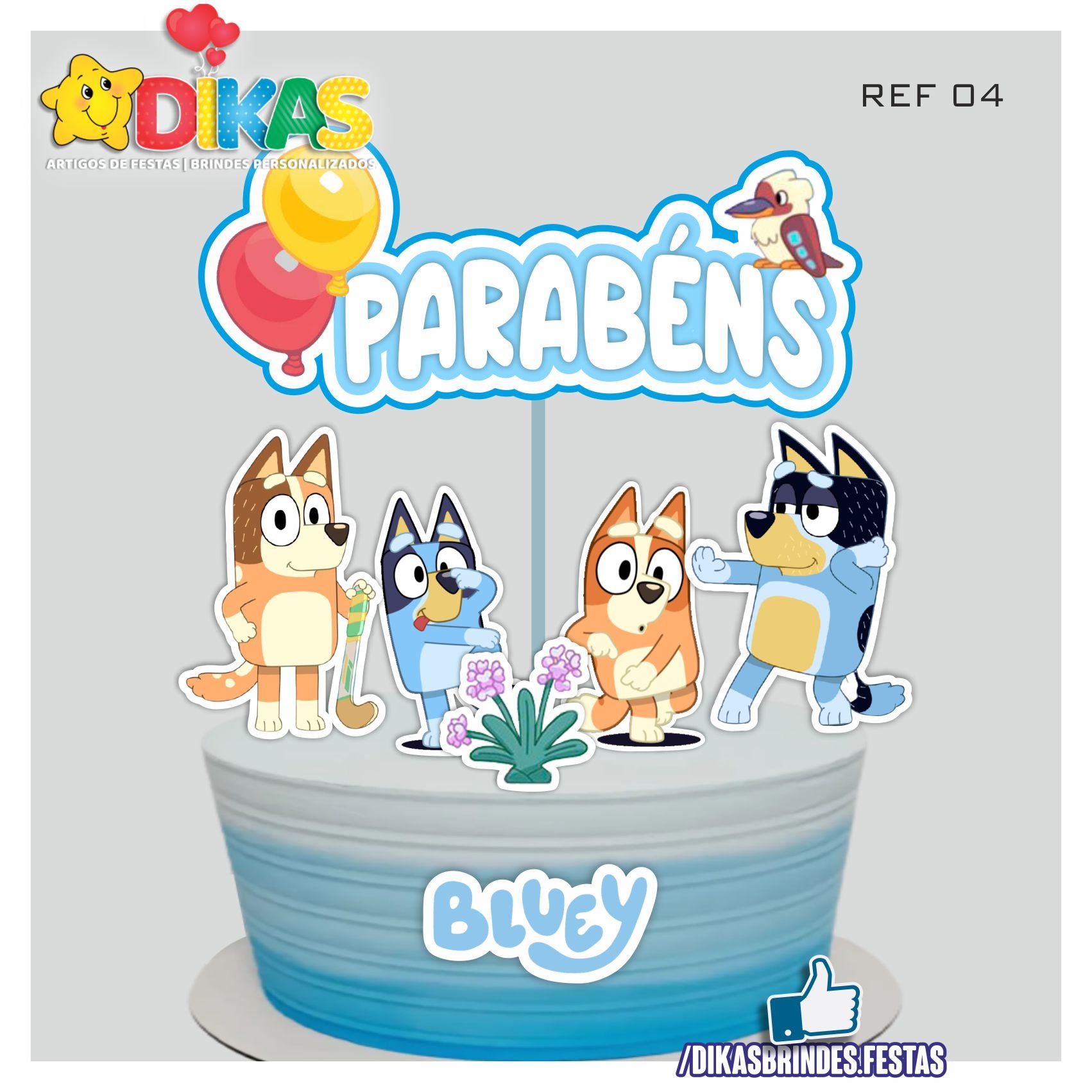 TOPO DE BOLO - BLUEY – dikasbrindes