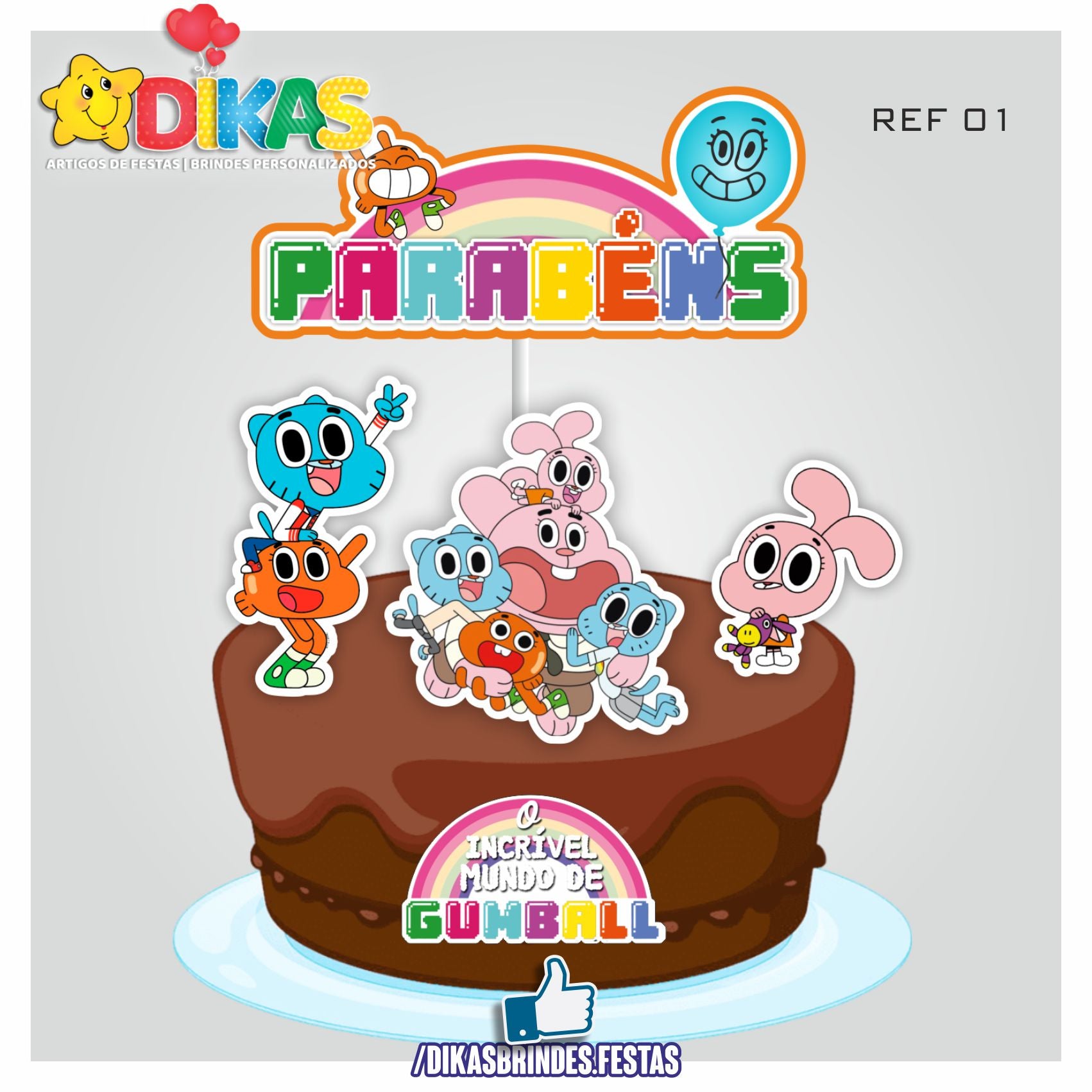 TOPO DE BOLO - GUMBALL – dikasbrindes