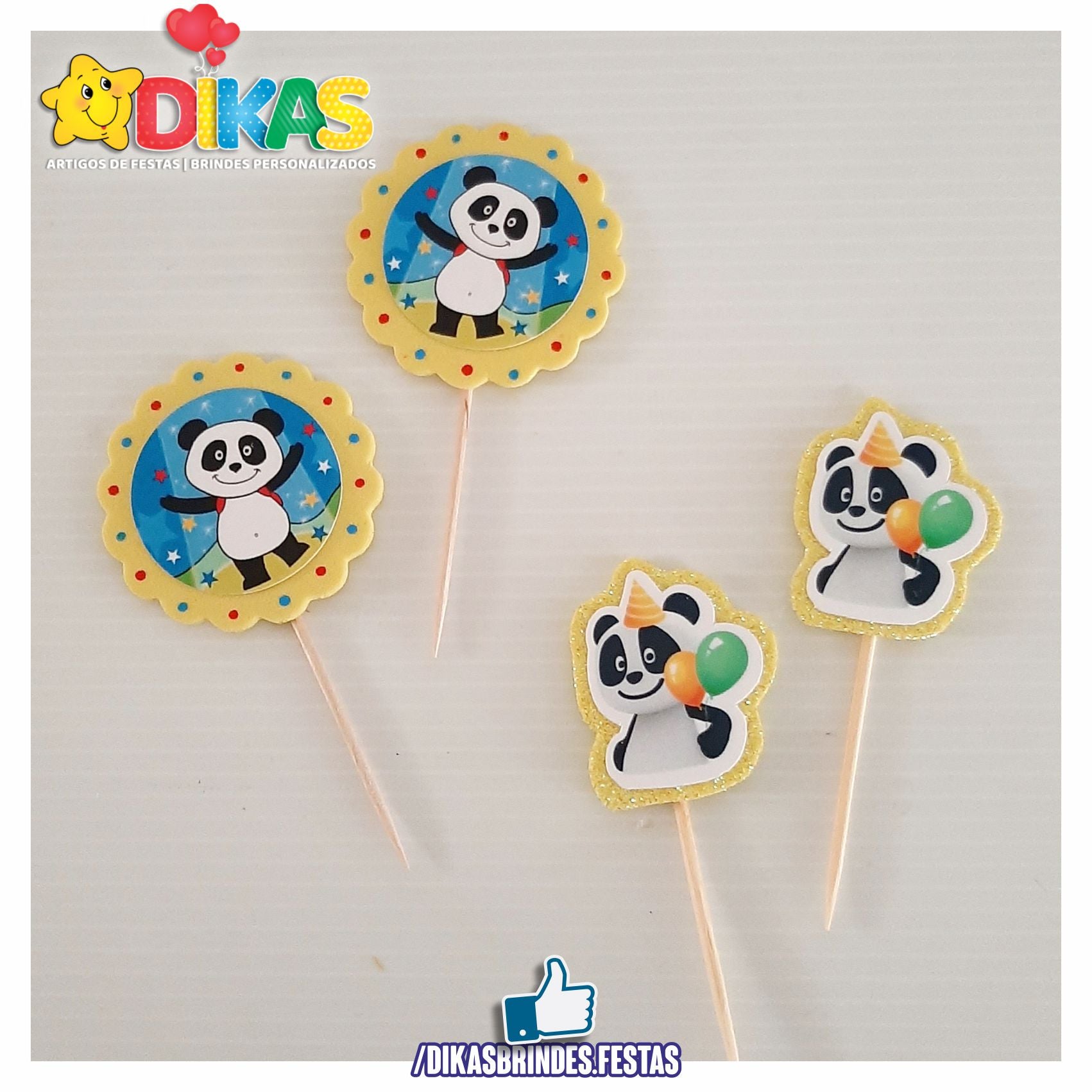 TOPPERS ARTESANAL - PANDA E OS AMIGOS – dikasbrindes