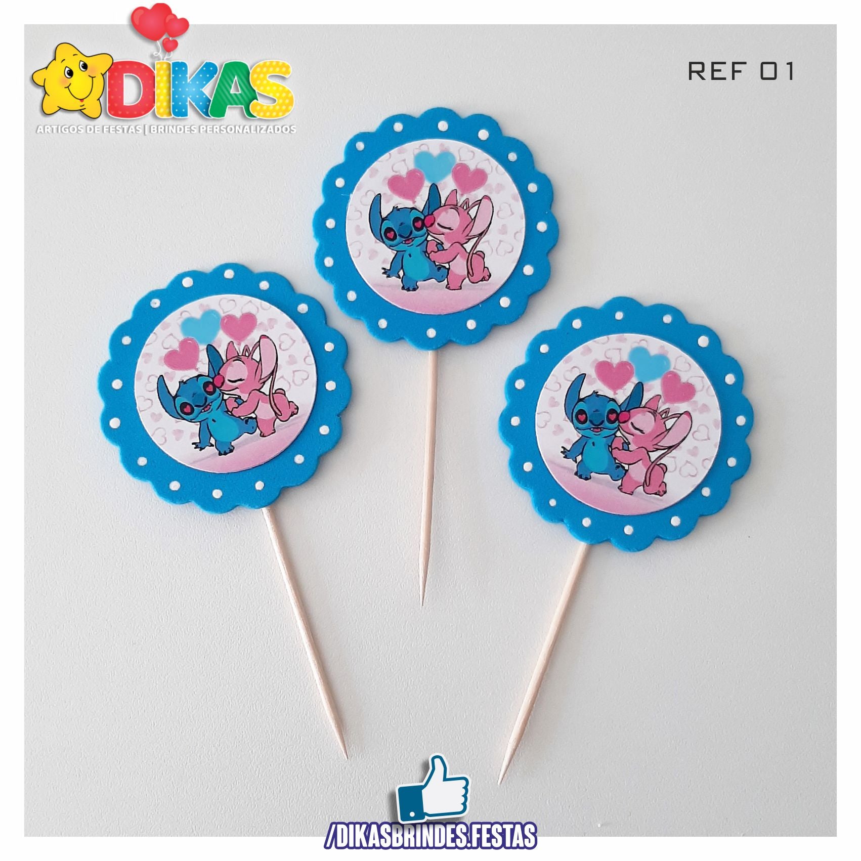 TOPPERS ARTESANAL - STITCH – dikasbrindes