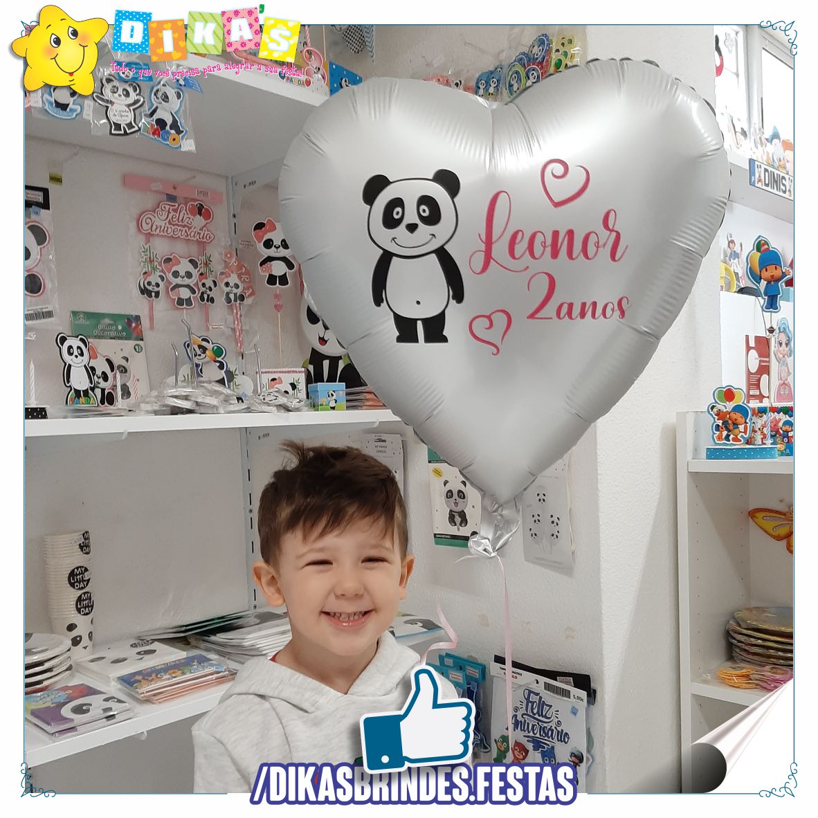 BALÃO FOIL PERSONALIZADO - PANDA E OS AMIGOS – dikasbrindes