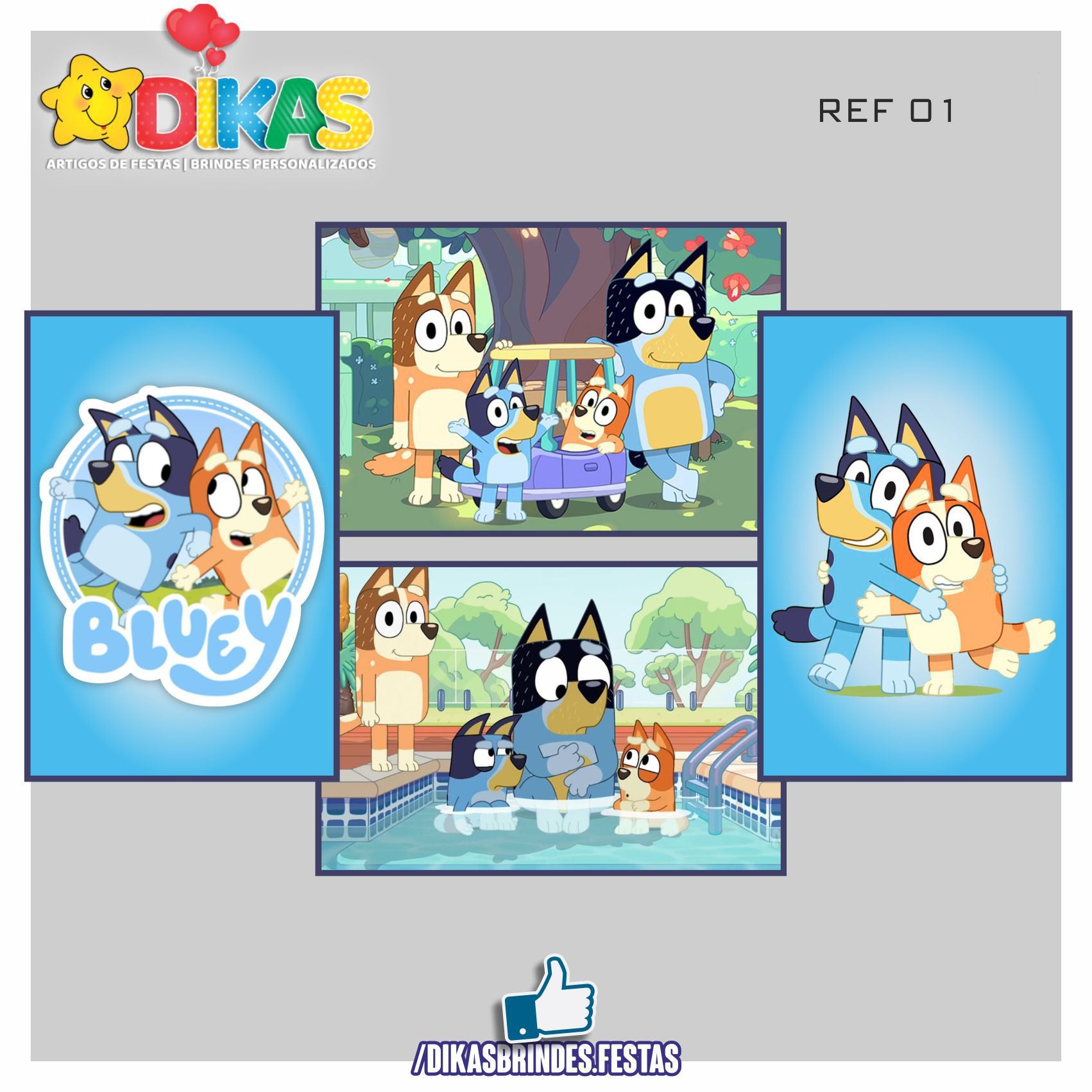 CARTAZES P/ DECORAÇÃO DE PAREDE - BLUEY – dikasbrindes