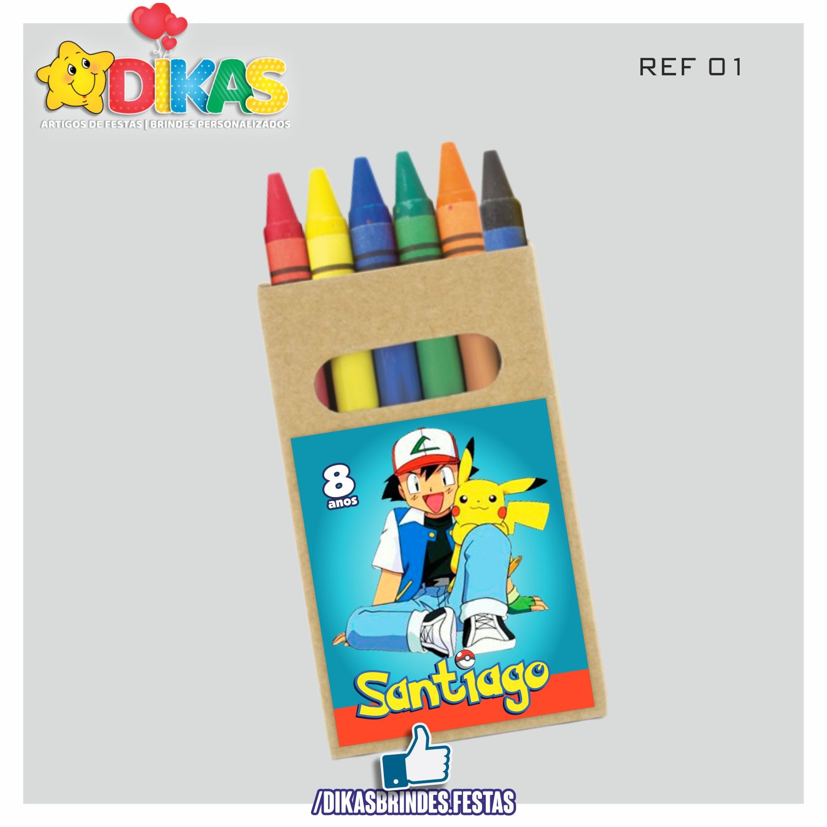 CAIXA DE LÁPIS DE CERA PERSONALIZADA - POKÉMON – dikasbrindes