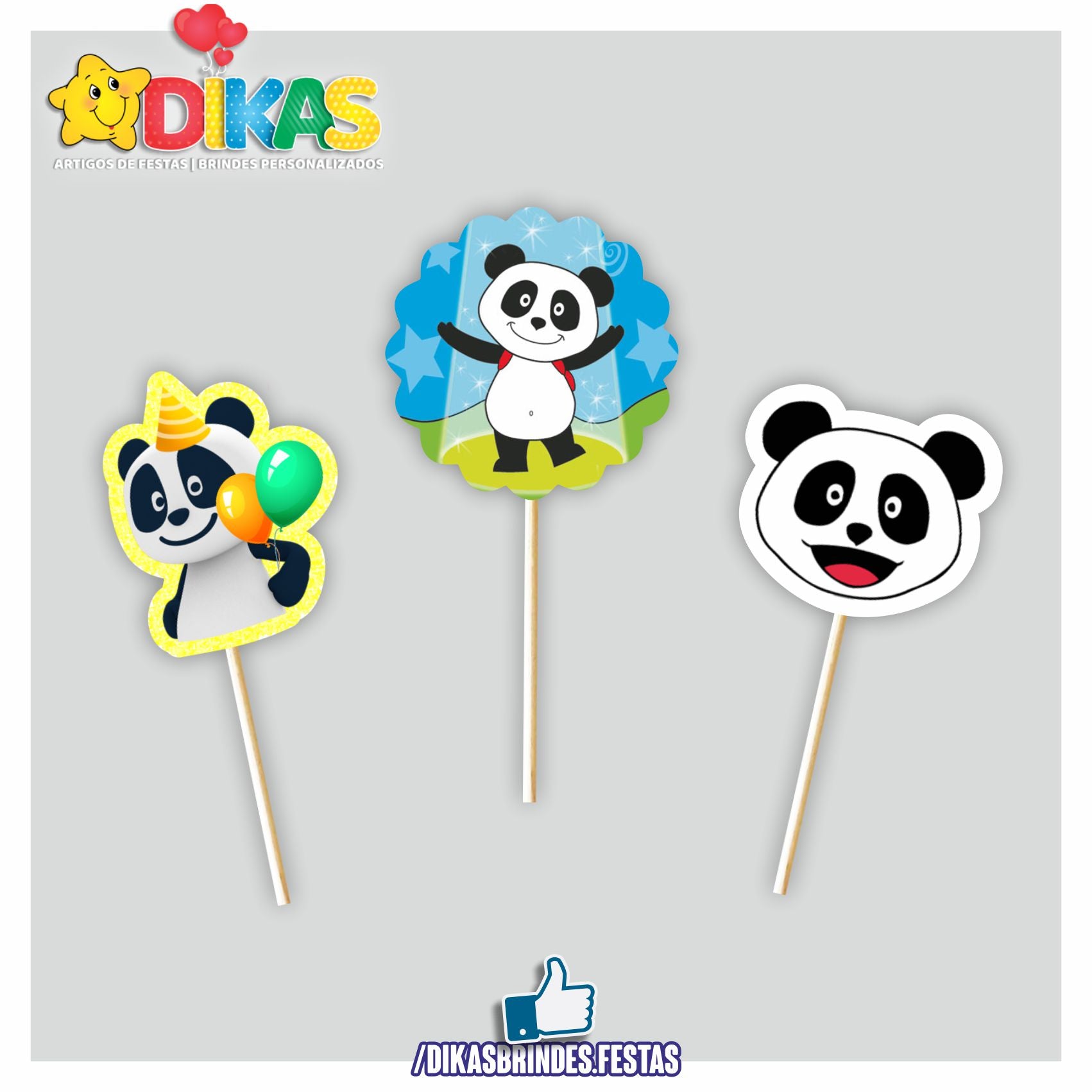 TOPPERS SIMPLES - PANDA E OS AMIGOS – dikasbrindes
