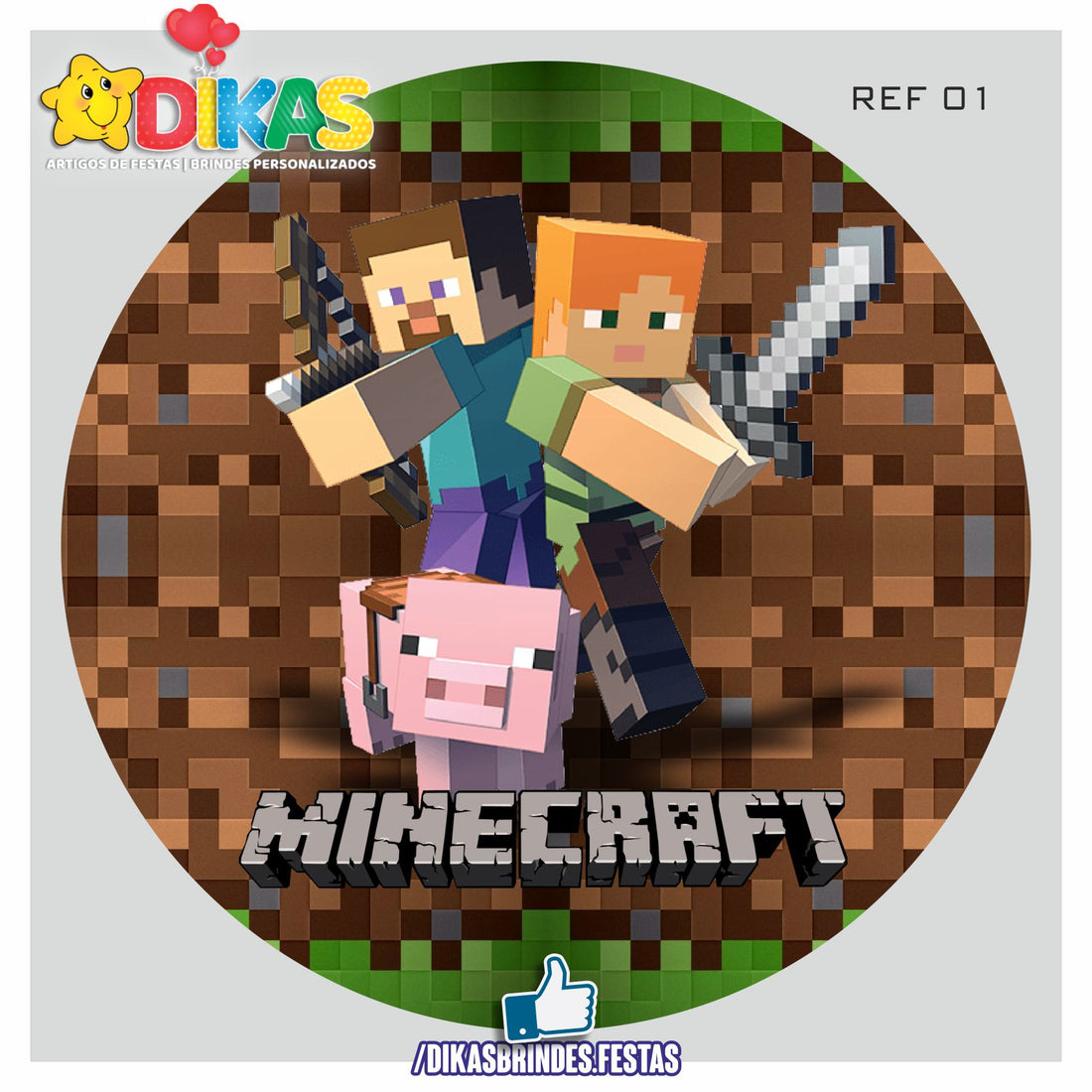 PAINEL CENÁRIO REDONDO - MINECRAFT – dikasbrindes