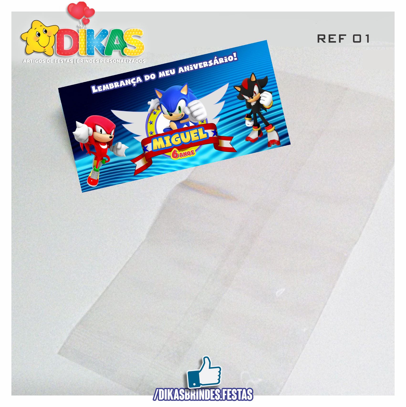 SACO PRENDA C/ TAG PERSONALIZADO - SONIC – dikasbrindes
